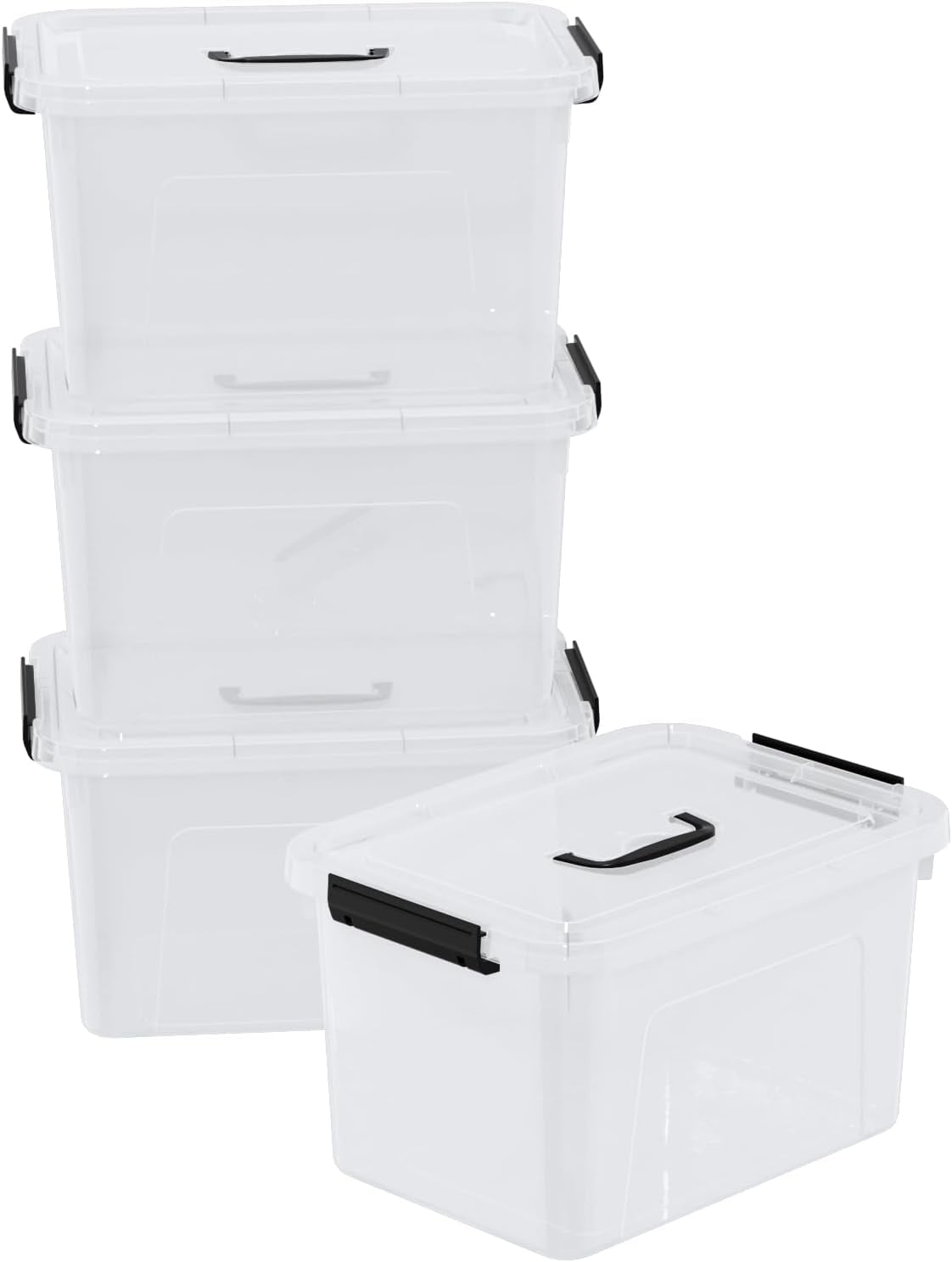 10 Quart Plastic Storage Bins with Lids and Handle, 4 Packs Clear ...