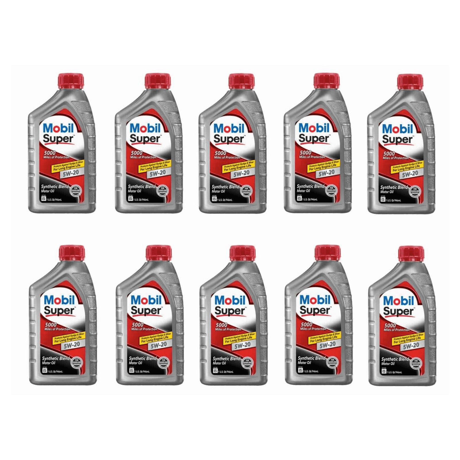 10 Quarts Engine Motor Oil Exxon Mobil Super Synthetic Blend SAE 5W-20 ...