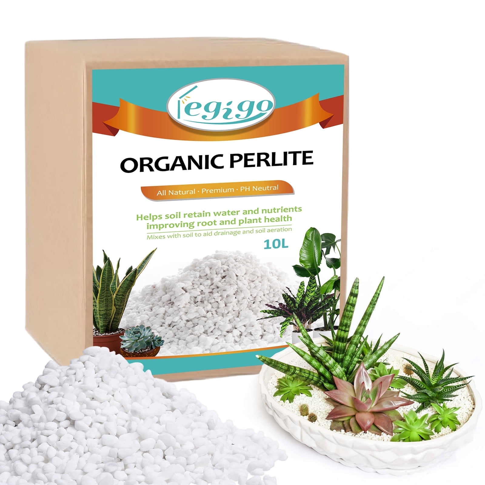 10 Quarts Organic Horticultural Perlite for Plants Indoor- Natural ...