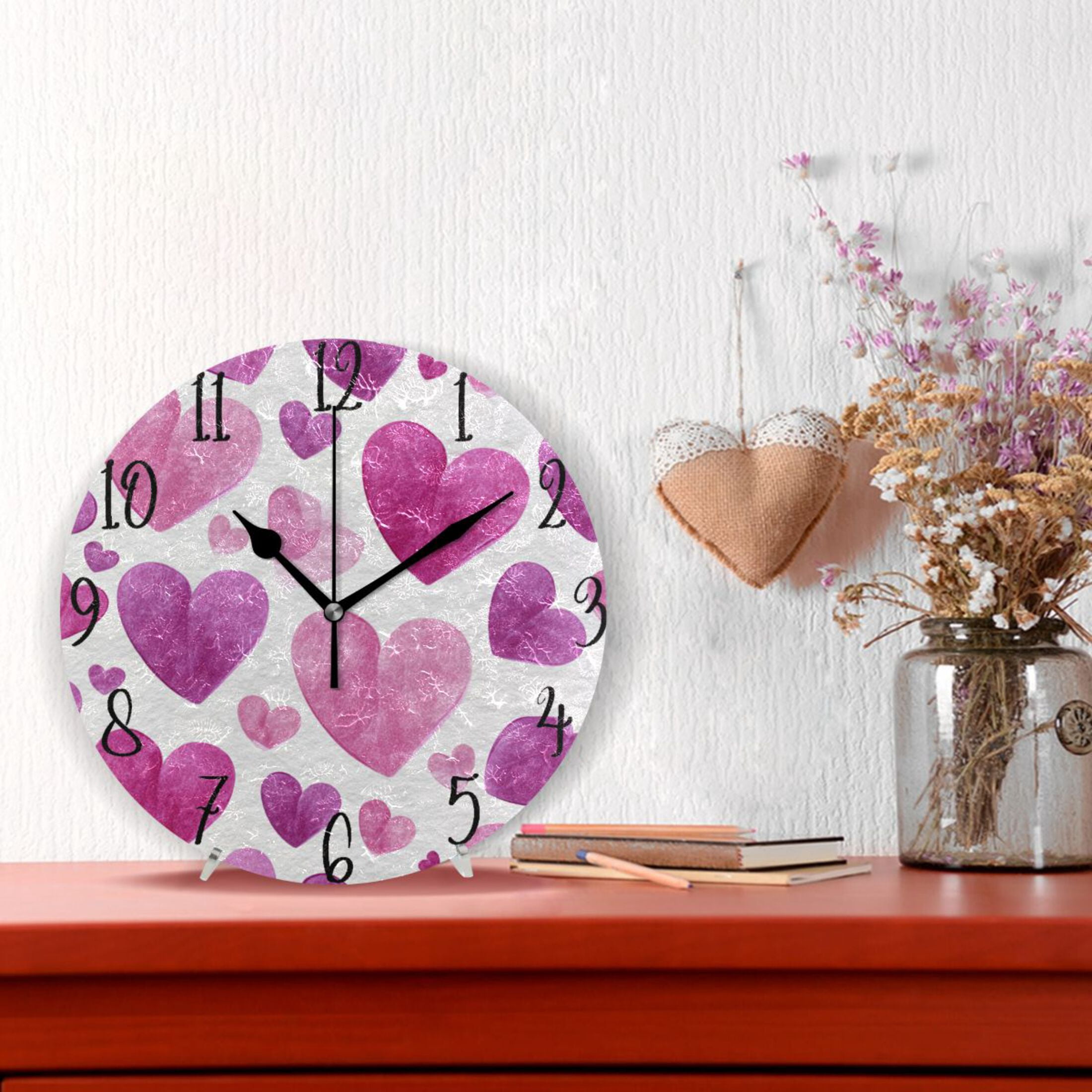 10" Quartz Indoor Wall Clock Silent Mechanism - Hand-painted Love Print ...