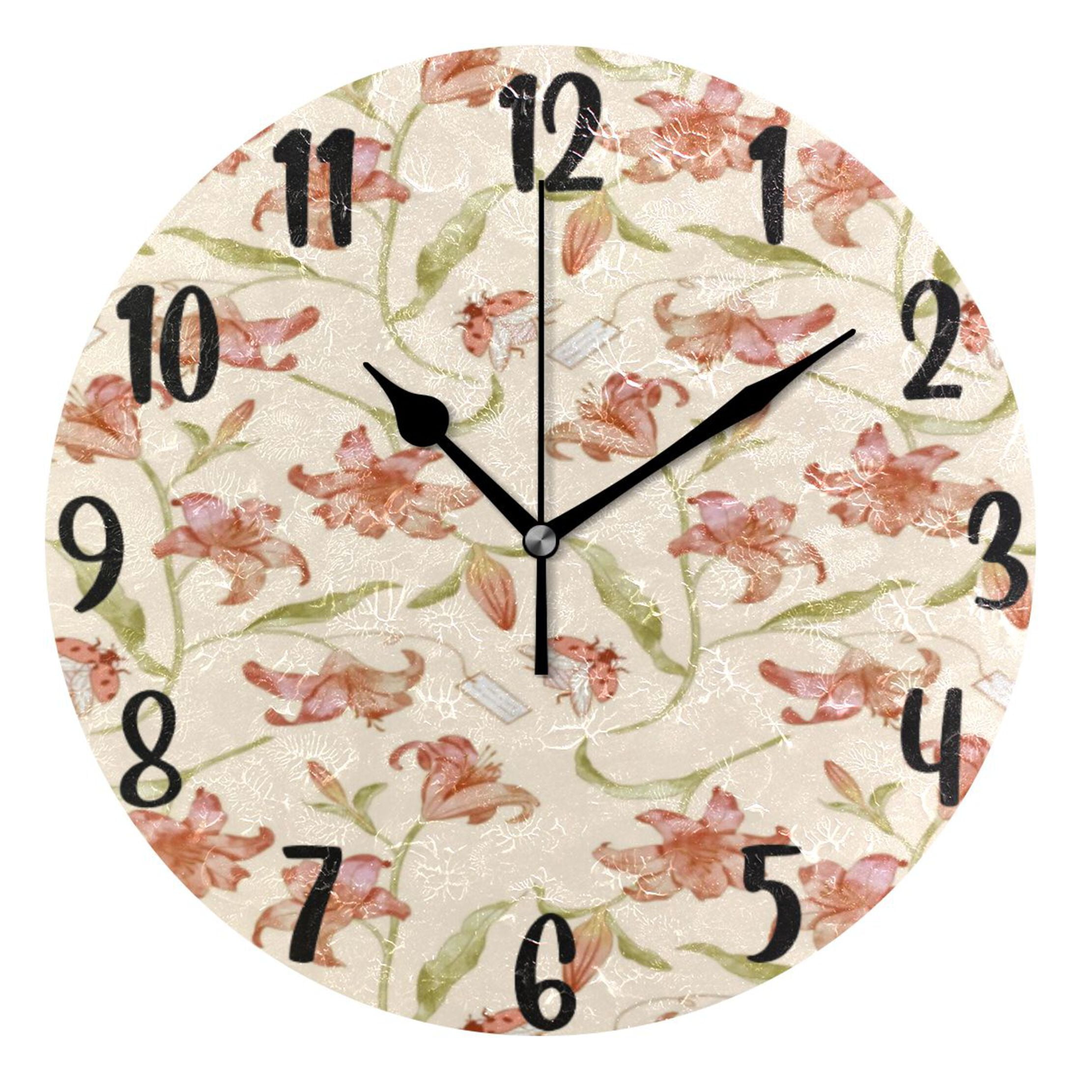 10" Quartz Indoor Wall Clock, Silent Mechanism Clock Red Virgin Lily ...