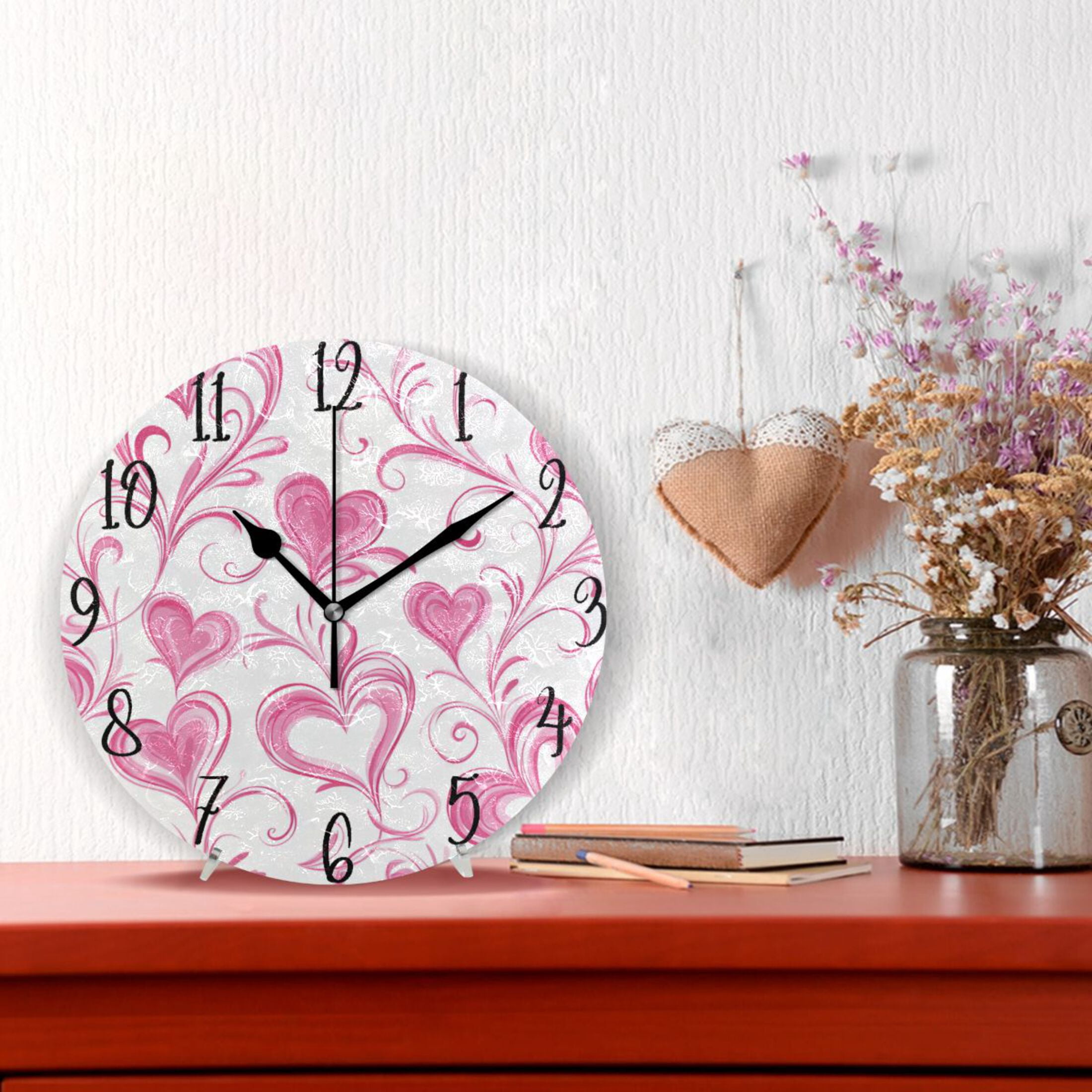 10" Quartz Indoor Wall Clock Silent Mechanism / Whimsical Heart ...