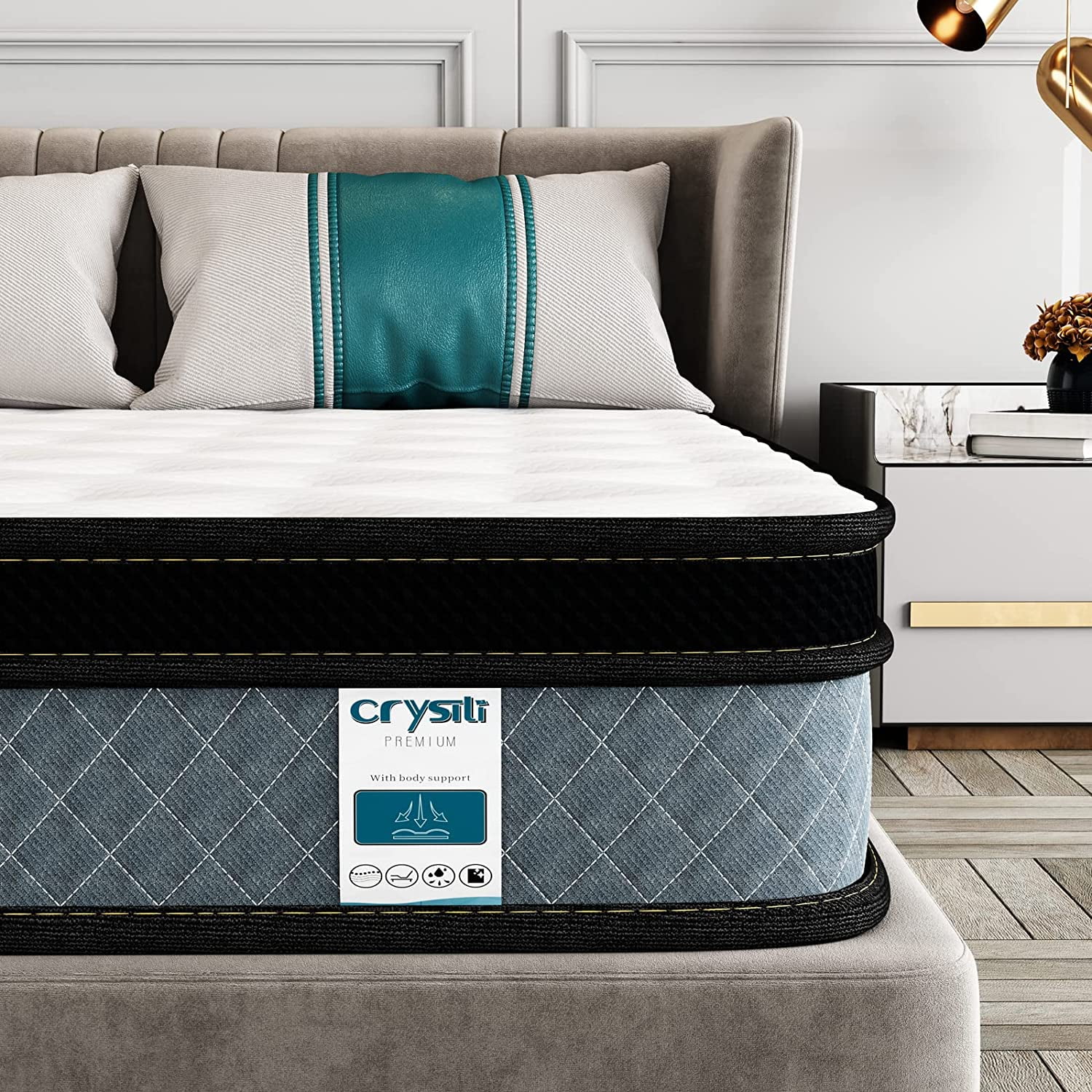 10" Queen Size Memory Foam Hybrid Mattress Crystli Pocket Innerspring ...