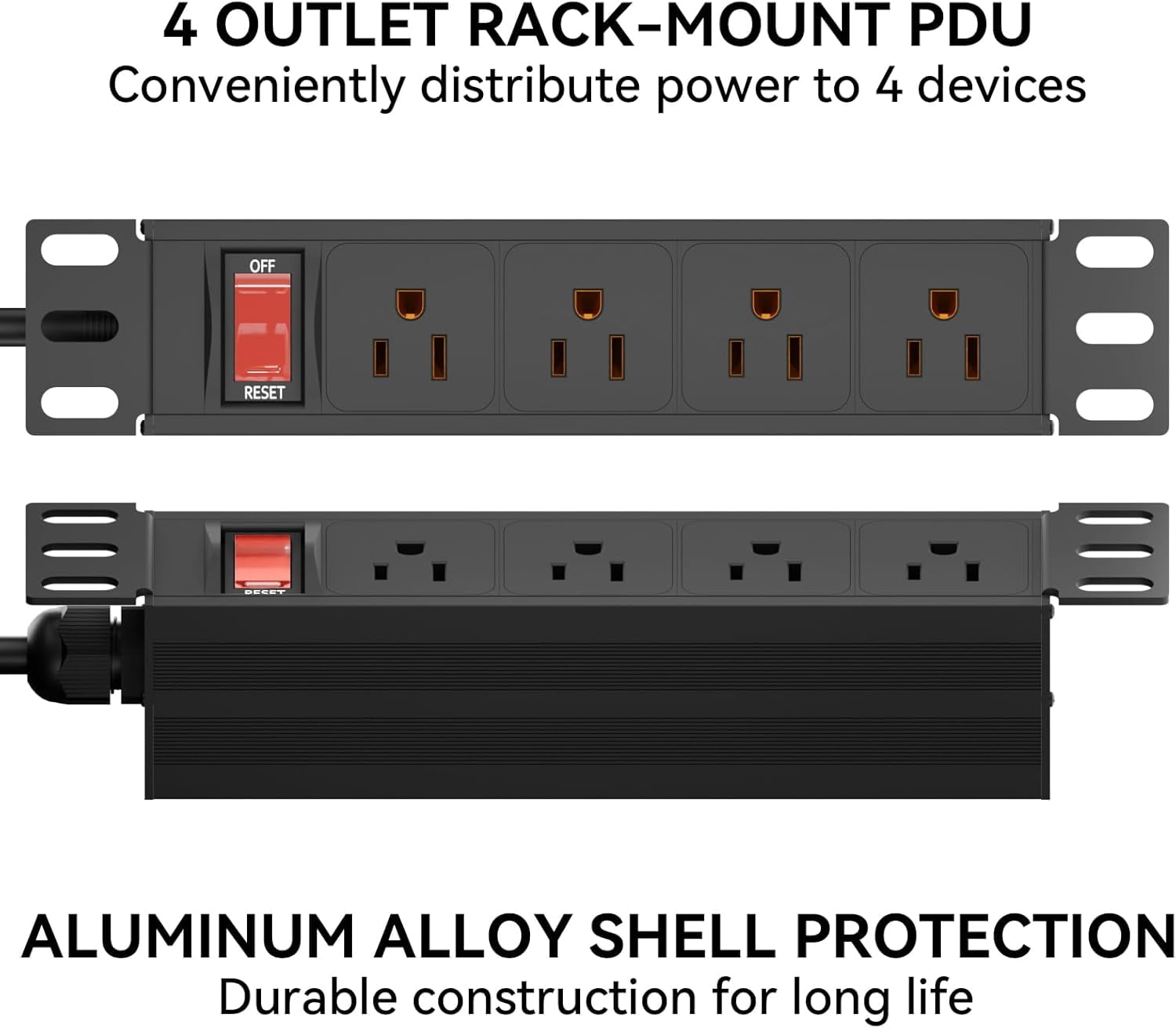 10" Rack PDU- 1U (4Outlets) 10-inch Mini Rack Power Distribution Unit ...
