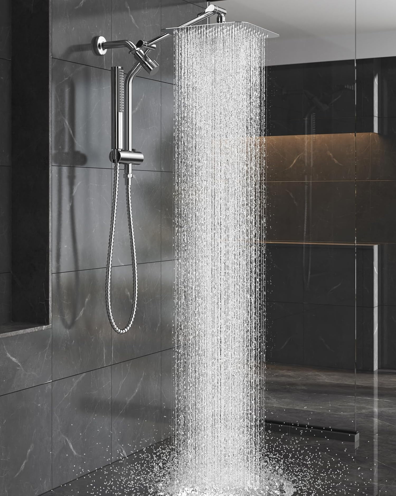 10'' Rain Shower with Handheld Combo, Hand Held Bathroom Showerhead ...