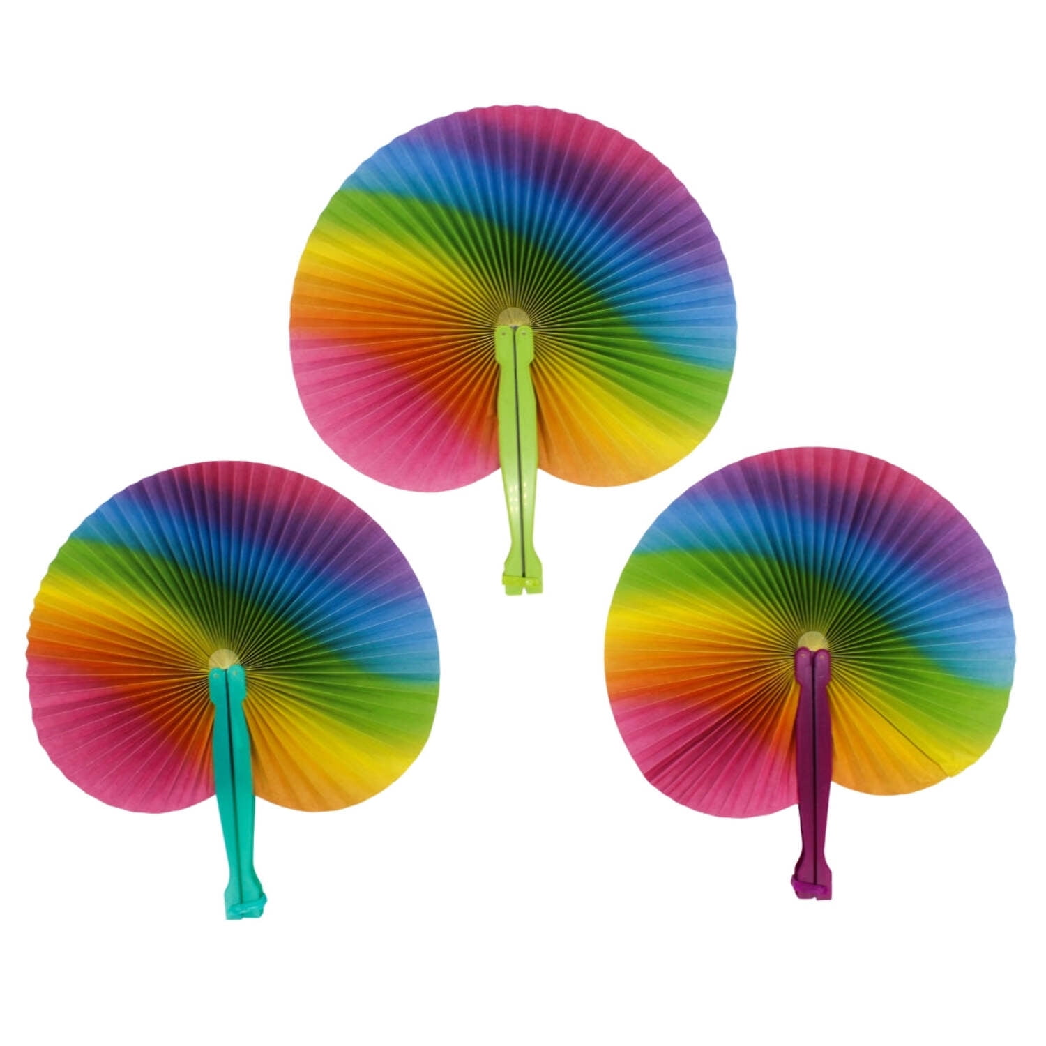 10" Rainbow Folding Paper Fan (Dozen) - Walmart.com