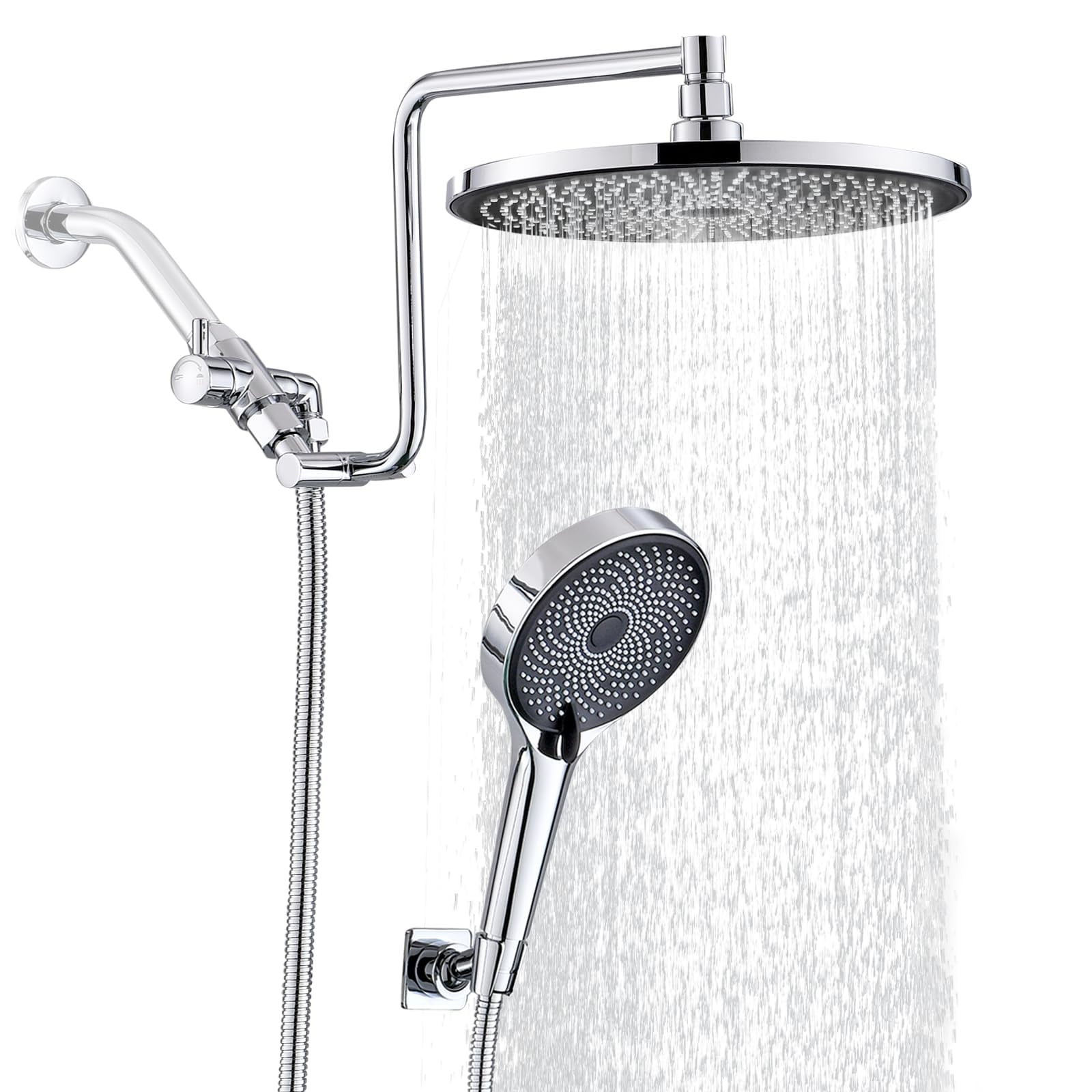 10" Rainfall Shower Head with Handheld Combo, Upgrade 12" Extension Arm ...