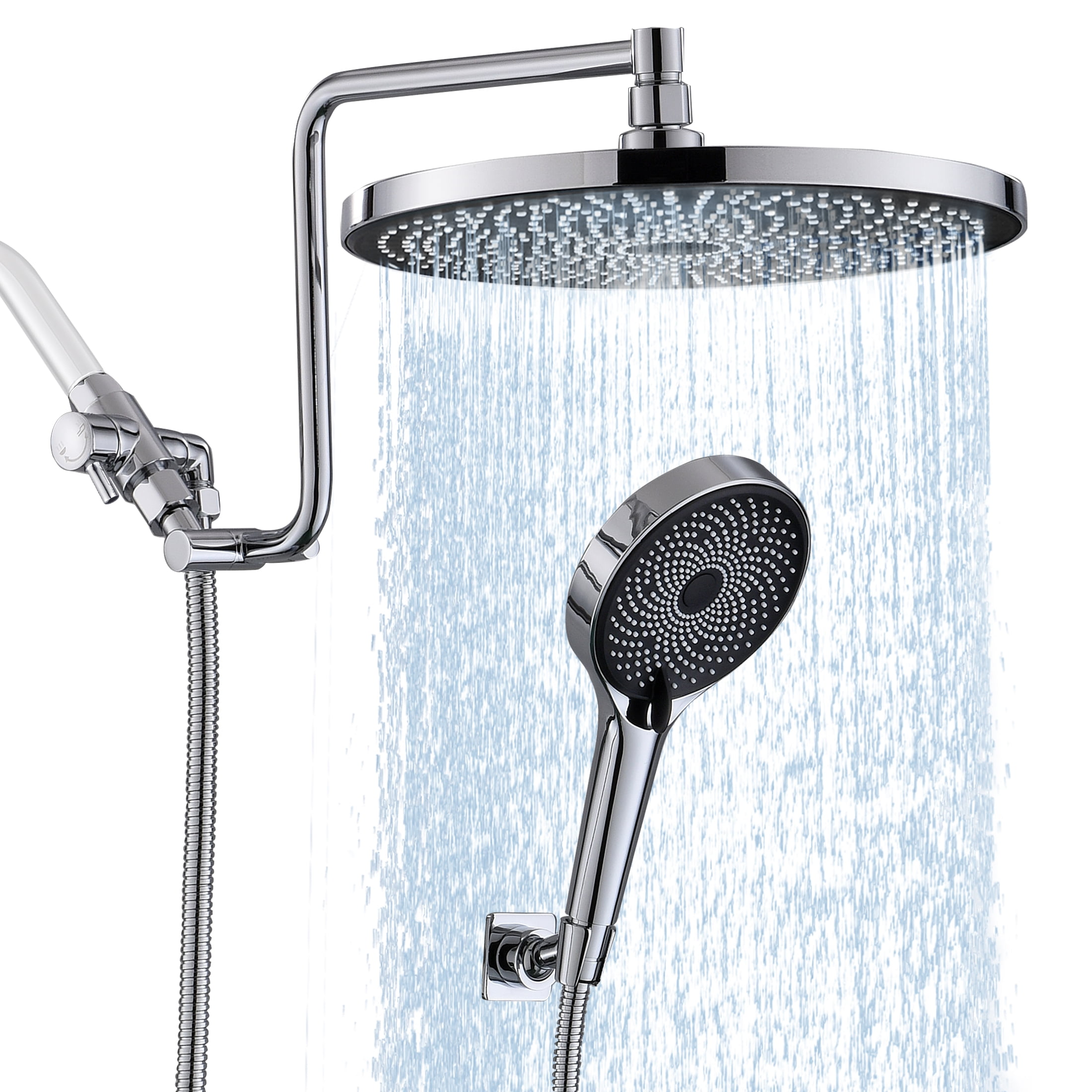 "10"" Rainfall Shower Head with Handheld Combo, 12"" Extendable ...
