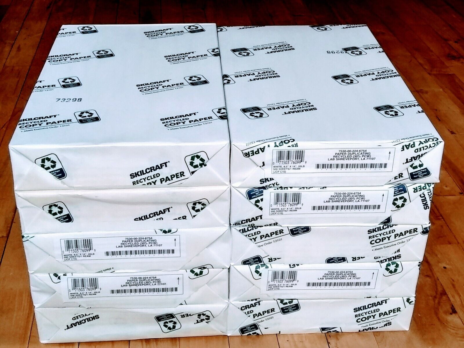 (10 Reams)SKILCRAFT 8-1/2"x 14" White Copying Paper/ Long grain/ 20 ...