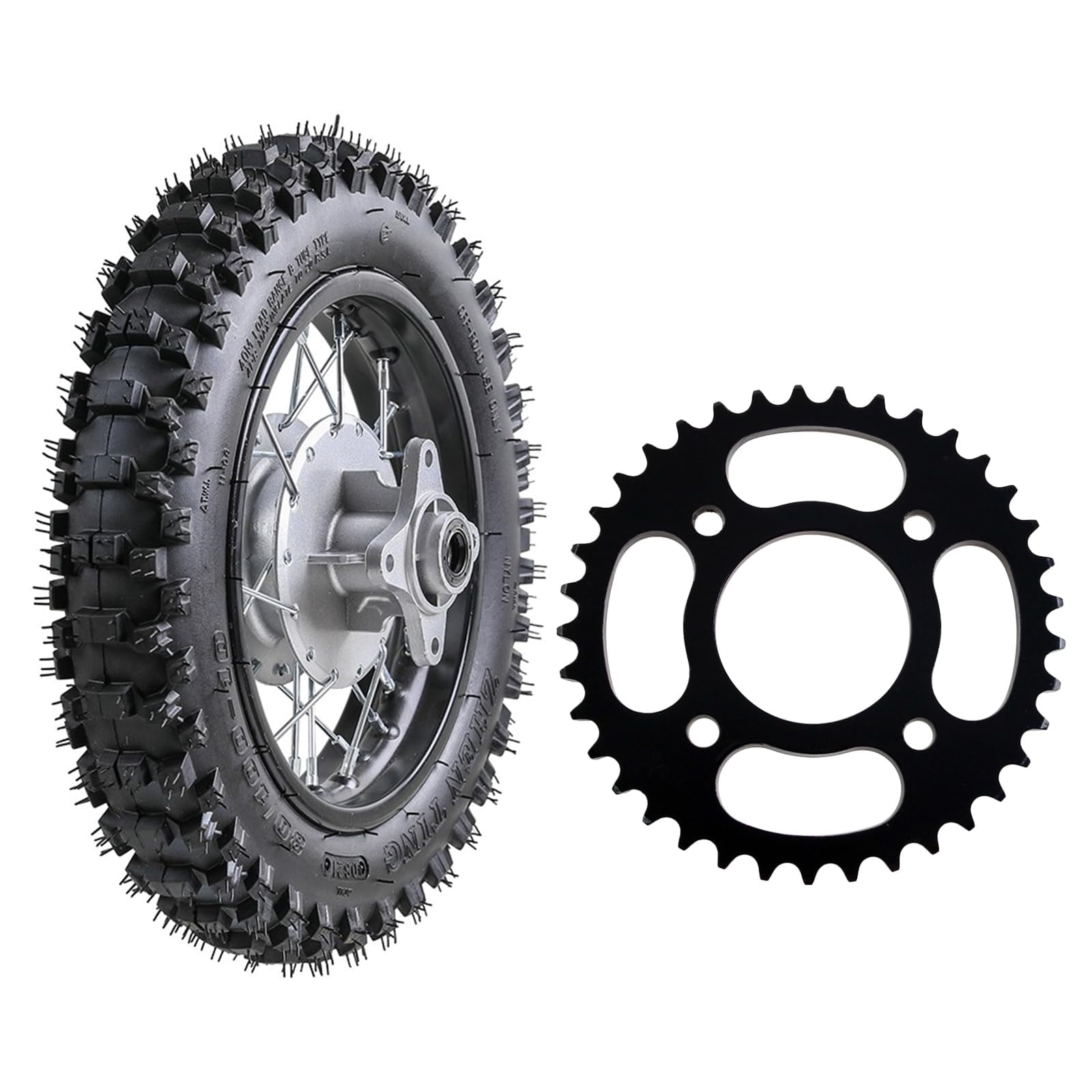10" Rear Wheel 3.00-10 80/100-10 Dirt Bike Tire and inner Tube and 1.6x10 Rim Drum Brake + 420 ...