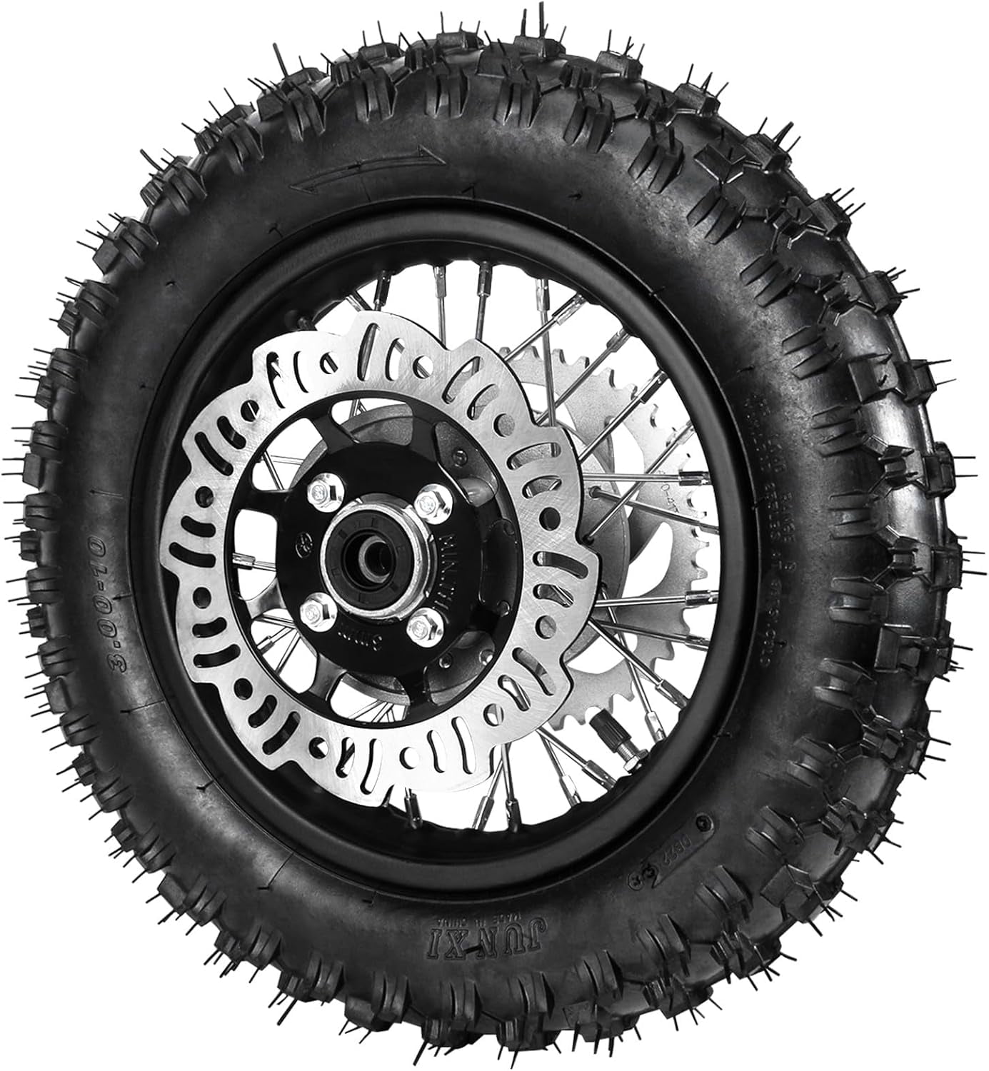 10'' Rear Wheel 3.00-10 Tire Rim Disc Brake Assembly for Dirt Pit Bike ...