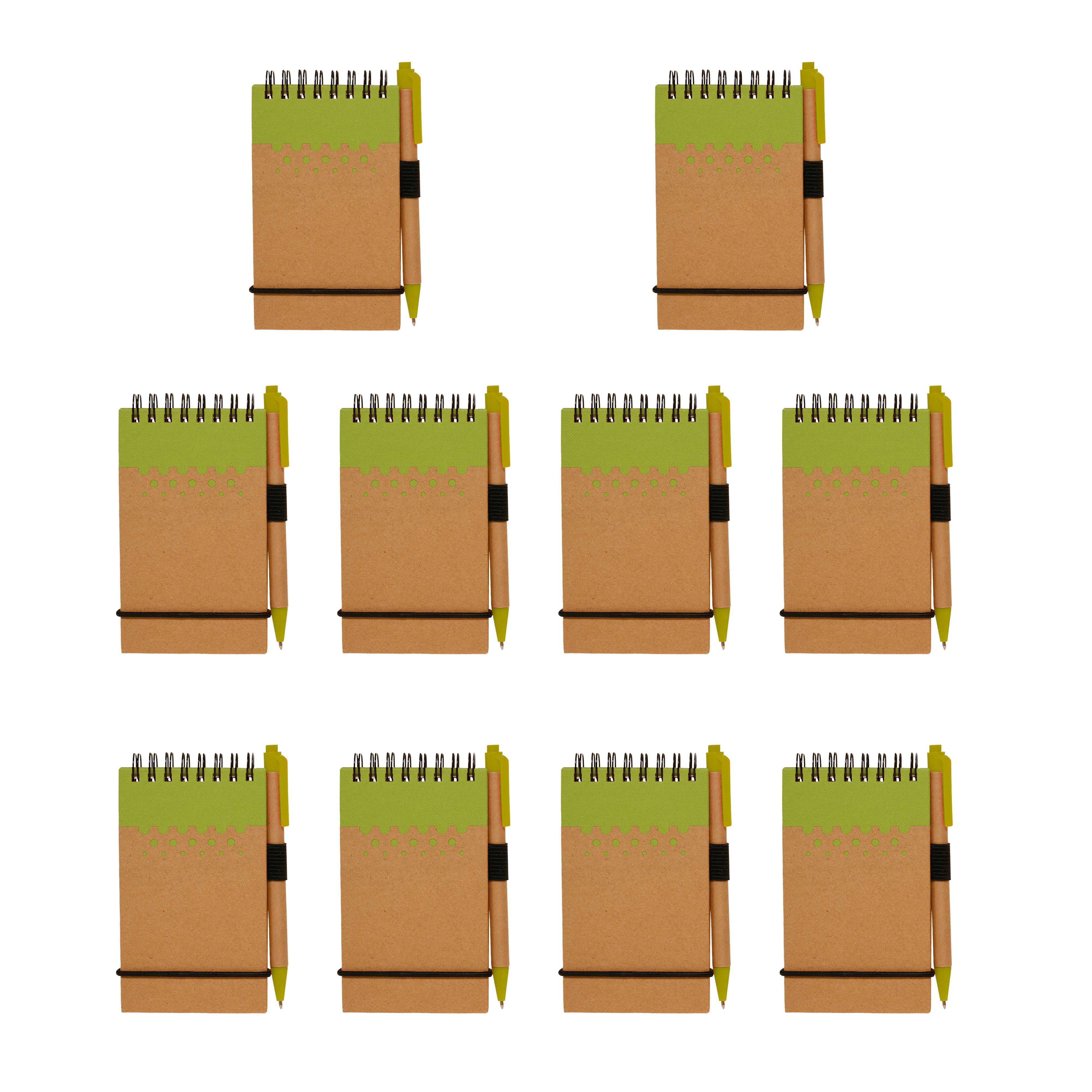 10 Recyclable Spiral Small Notebooks Pack - 60 Lined Pages - Lime Green ...