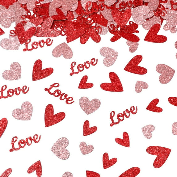 Under $10 Red Glitter Heart Confetti, Paper Red Glitter Heart Confetti ...