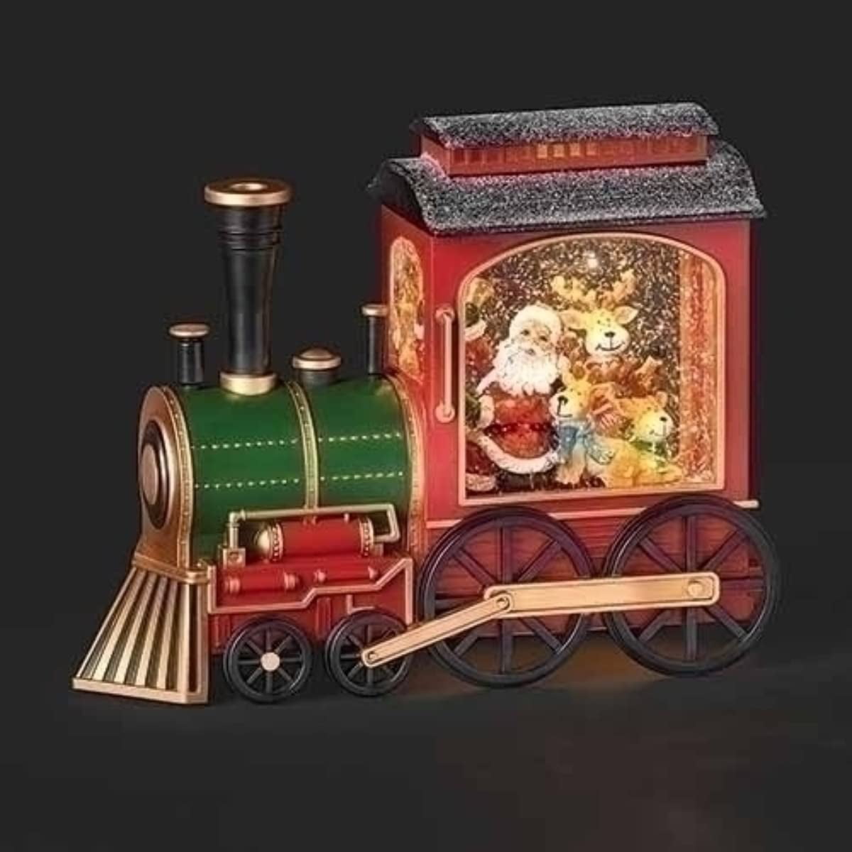 10" Red and Green LED Swirl Train Engine Christmas Tabletop Decor ...