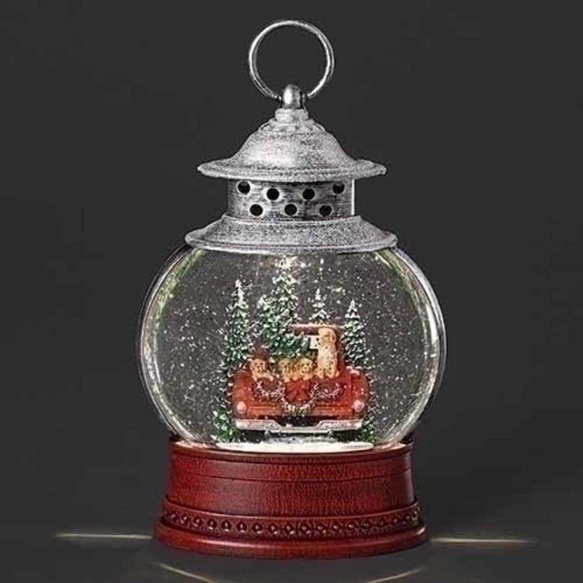 10" Red and Silver LED Swirl Dogs in Car Lantern Christmas Tabletop ...