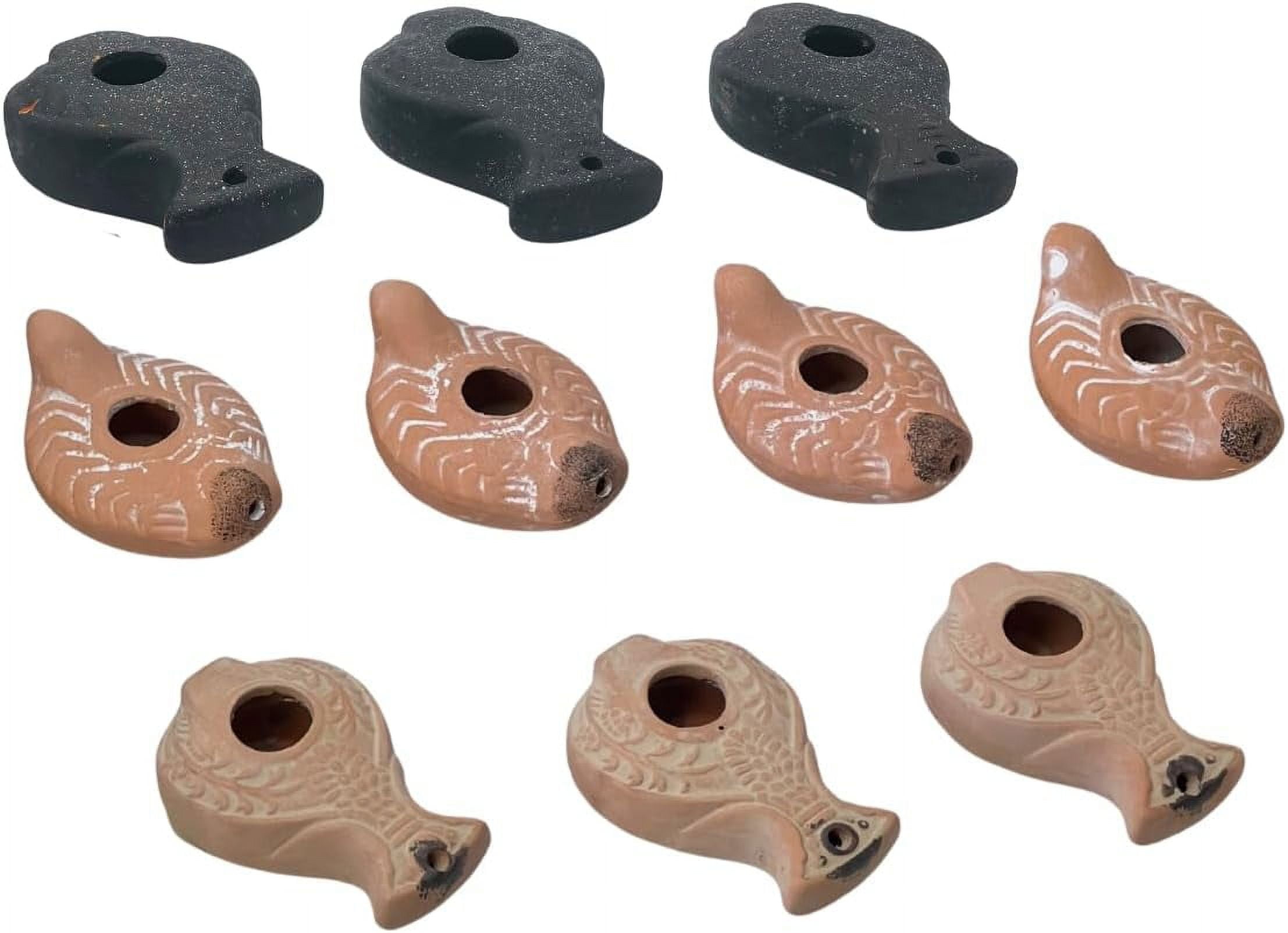 10 Replica Ancient Clay Oil Lamps with Wicks - Herodian Holy Land Lamps ...