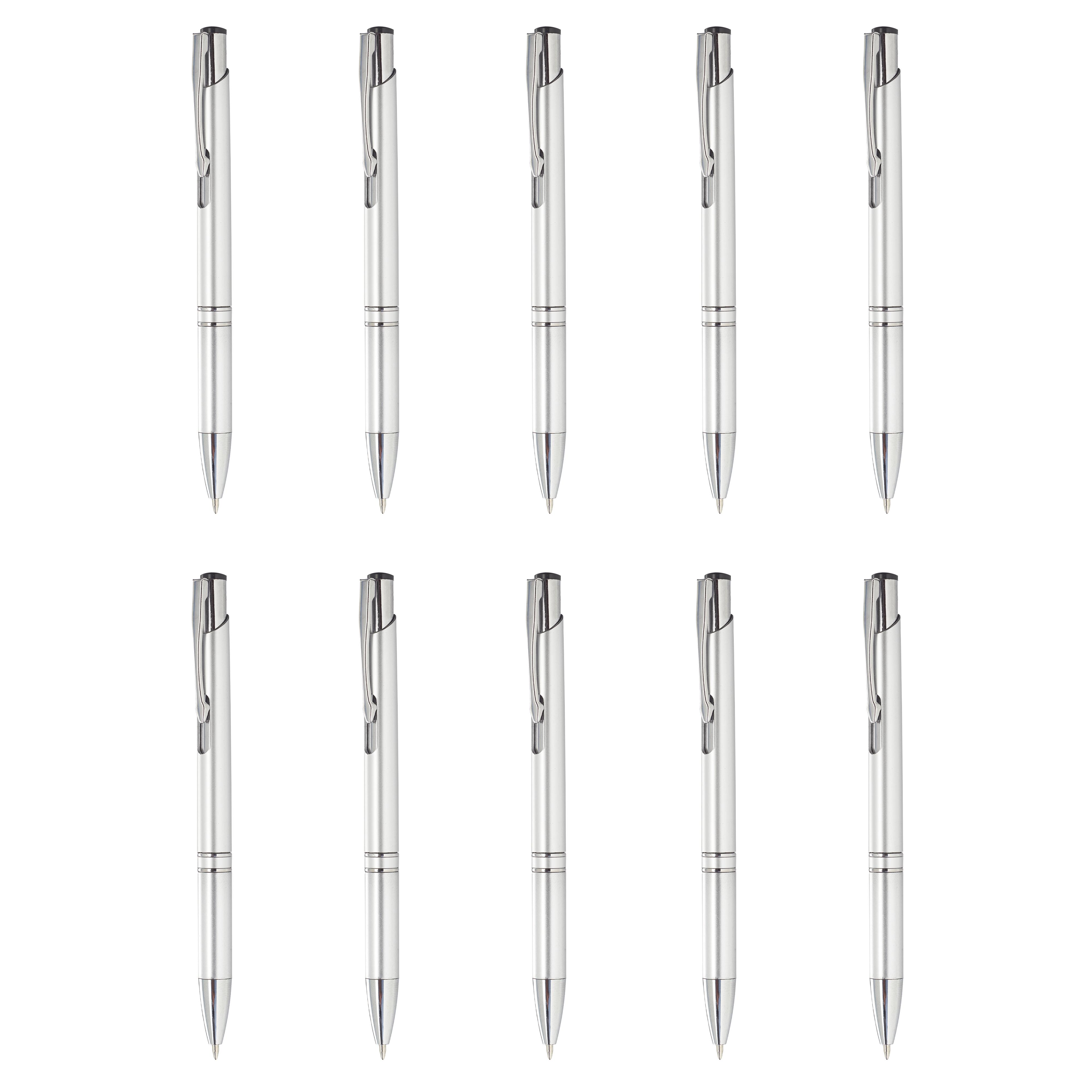 10 Retractable Plastic Ballpoint Pens Pack - Slim barrel, click action ...