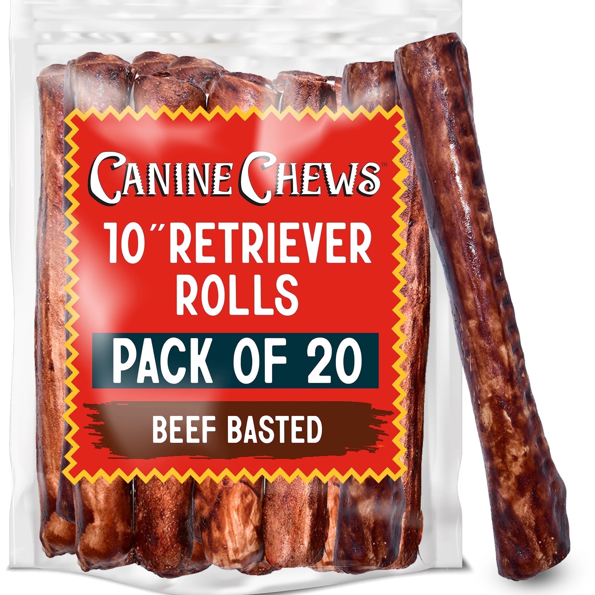 CANINE CHEWS 10" Beef Basted Rawhide Bones For Large Dogs | Natural ...