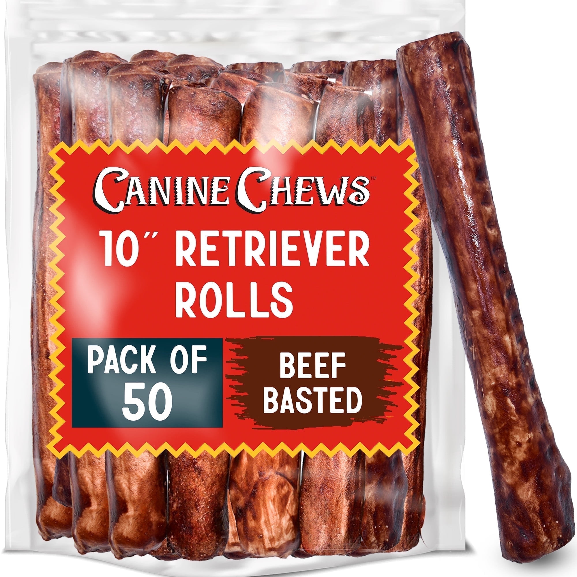 CANINE CHEWS 10" Beef Basted Dog Rawhide Bones | Savory Natural ...