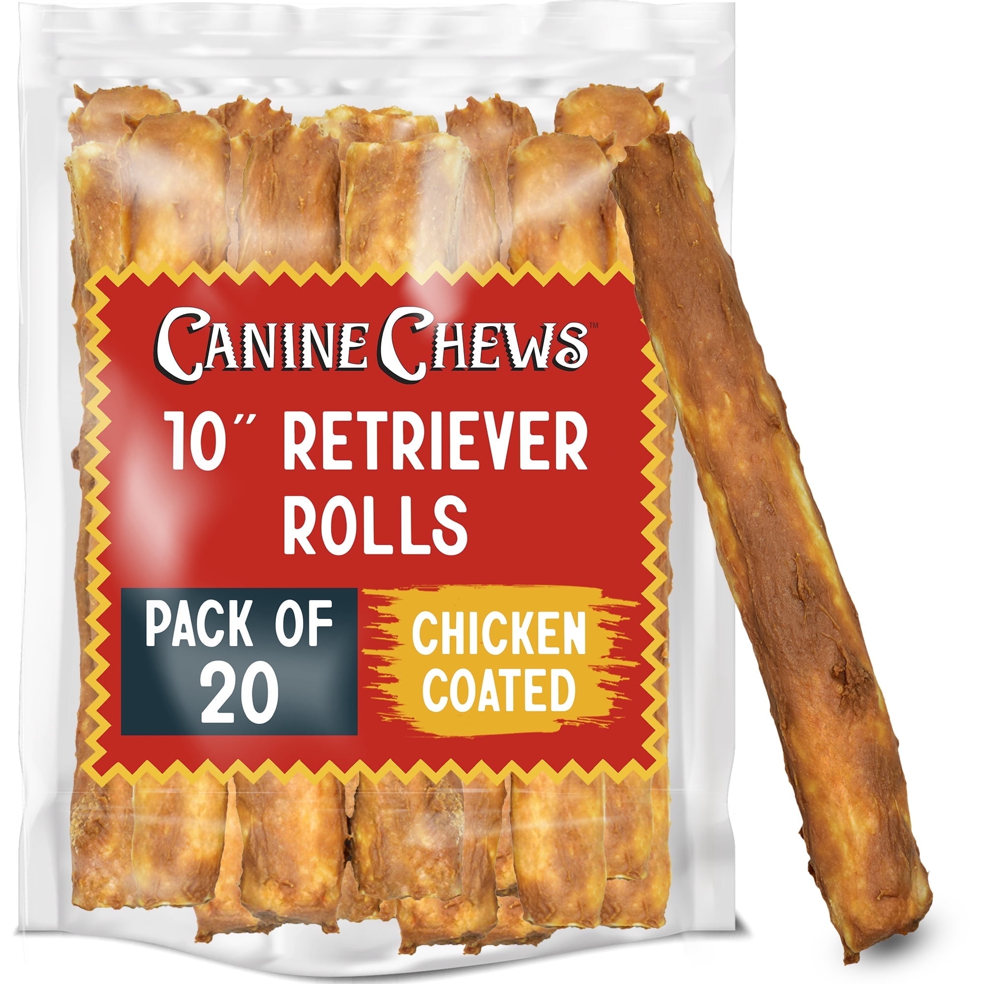 CANINE CHEWS 10" Chicken Dog Rawhide Retriever Rolls | Chicken Rawhide ...