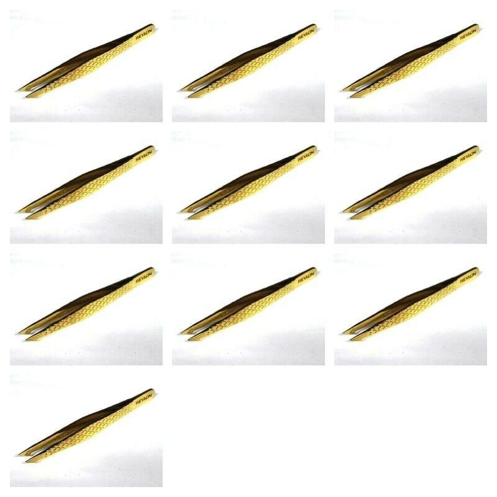 10 Revlon True Precision Tweezer Slanted Pointed Tip GOLD SERIES ...
