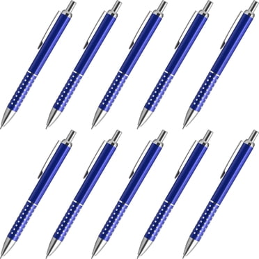 10 Skinny Ballpoint Metal Pens Pack - Sleek, Twist Off, Black Ink ...