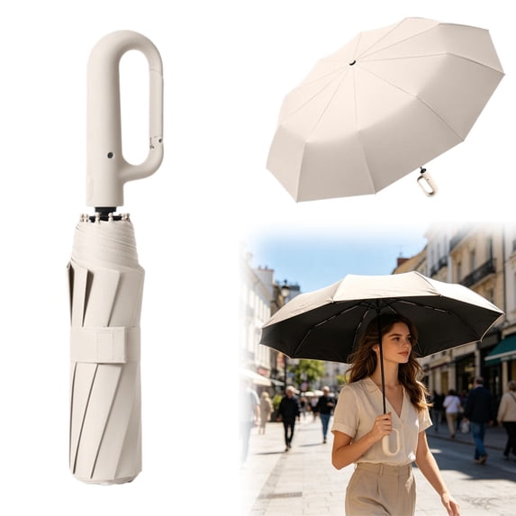 10 Ribs Inverted Reverse Folding Umbrella with Carabiner Handle ...