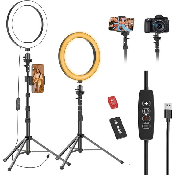 10" Ring Light with 55" Extendable Tripod Stands and Phone Holder ...