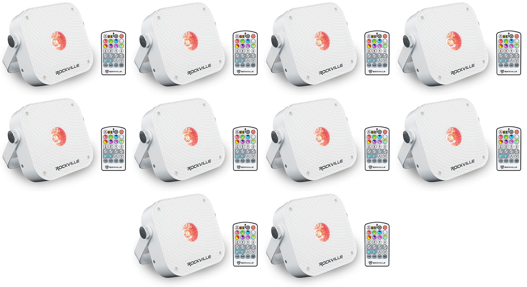 (10) Rockville MINI RF1 V3 White Bright DJ/Party LED Wash Up Lights+RF Remote+APP - Walmart.com