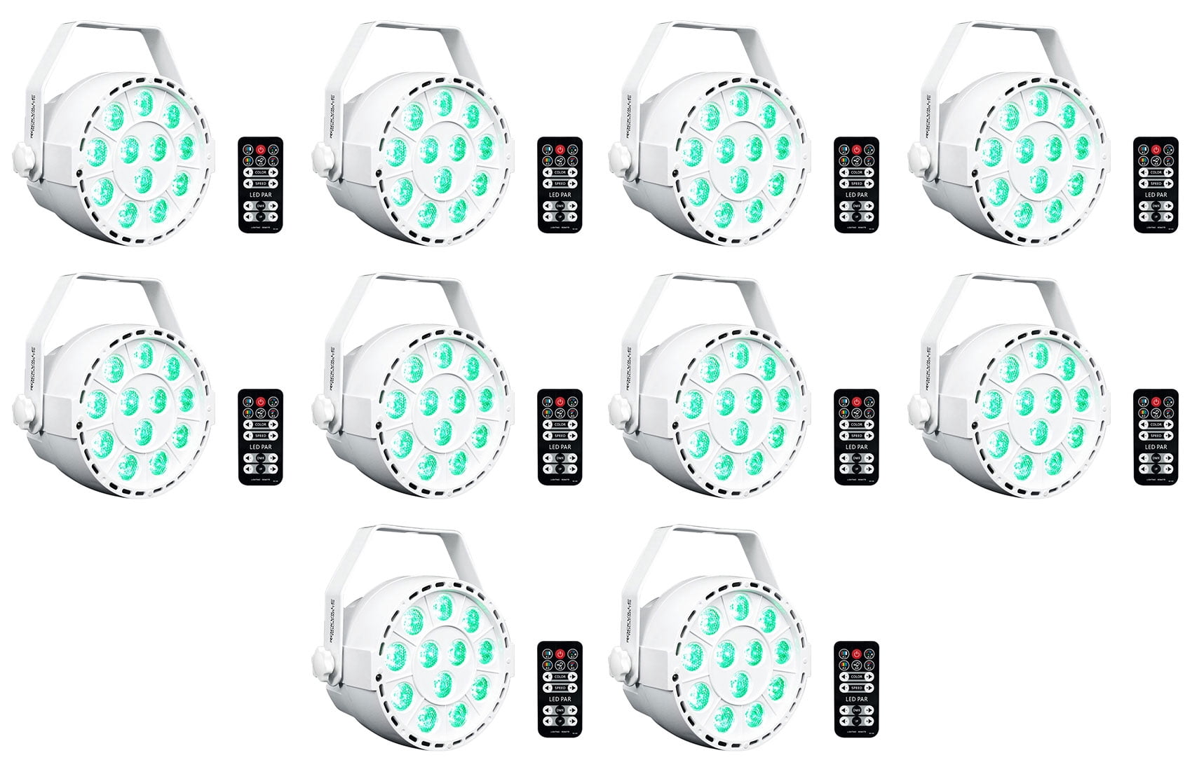 10 Rockville RockPAR TRI LED RGB Compact Par Can DJ DMX Wash Lights ...