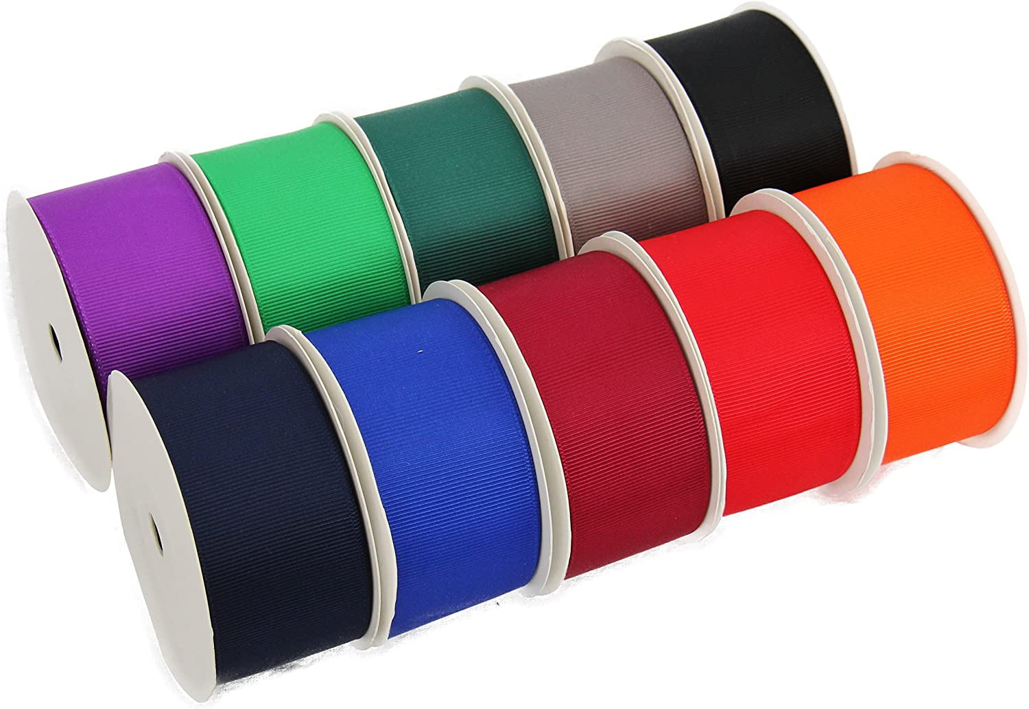 10 Roll Grosgrain Ribbon Set- 1 1/2" width - Dark Colors - By Threadart ...