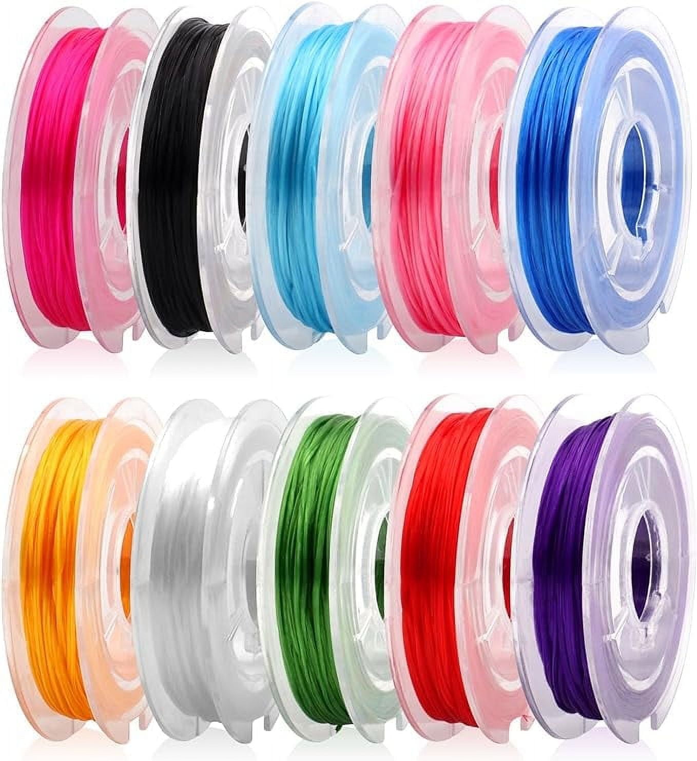 10 Rolls 0.8mm Flat Elastic Bracelet String Cord, 10 Color Clear High ...