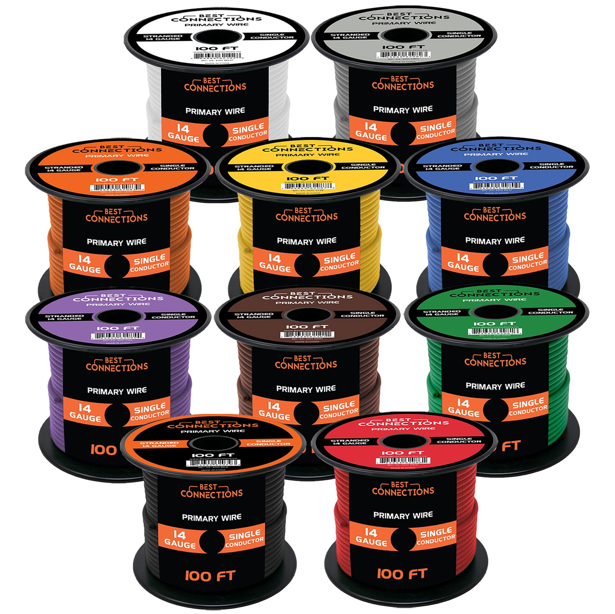 10 Rolls 14 Gauge 100 Feet Power Cable Car Audio Primary Remote Wire ...