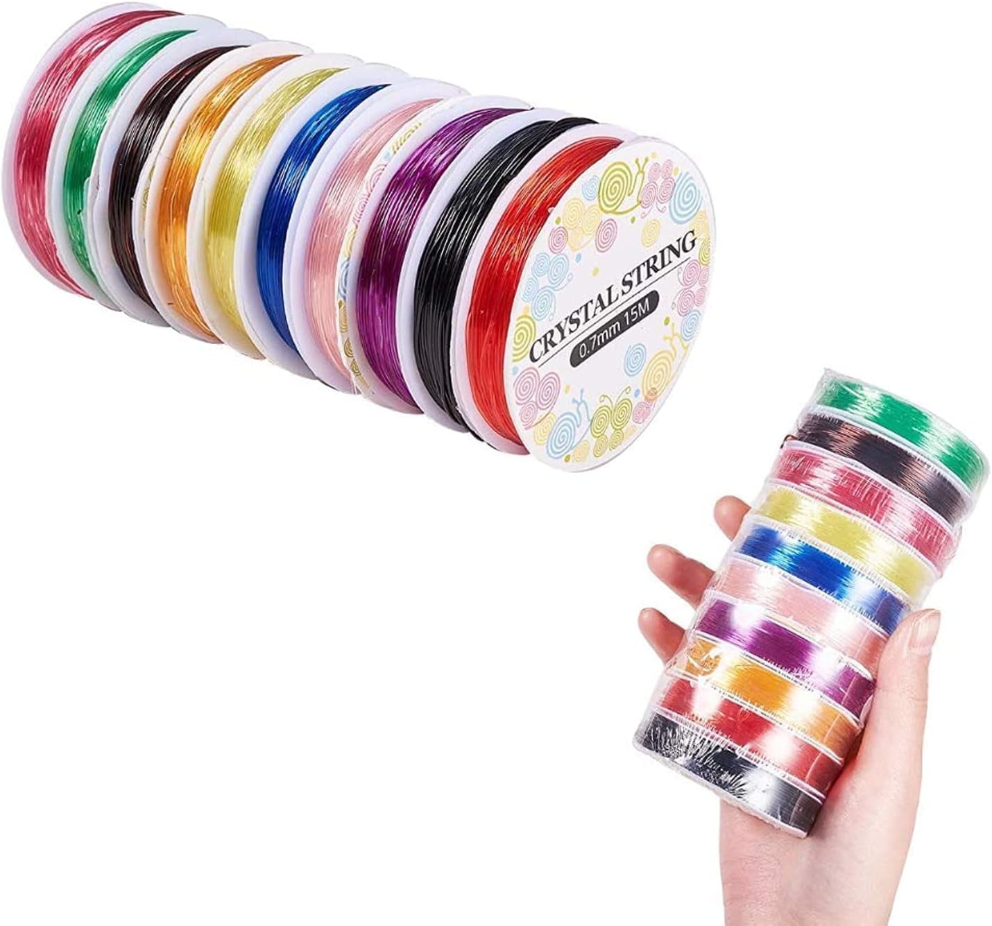 10 Rolls 160 Yards Elastic String Elastic Thread 0.7mm Stretch Bead ...