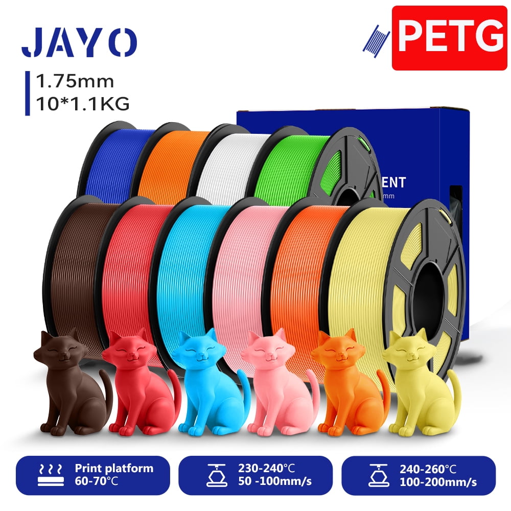 10 Rolls 3D PETG/PLA/PLA PLUS Printer Filament 1.75mm 100% No Bubble ...