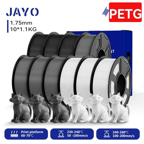 10 Rolls 3D PETG/PLA/PLA PLUS Printer Filament 1.75mm 100% No Bubble ...