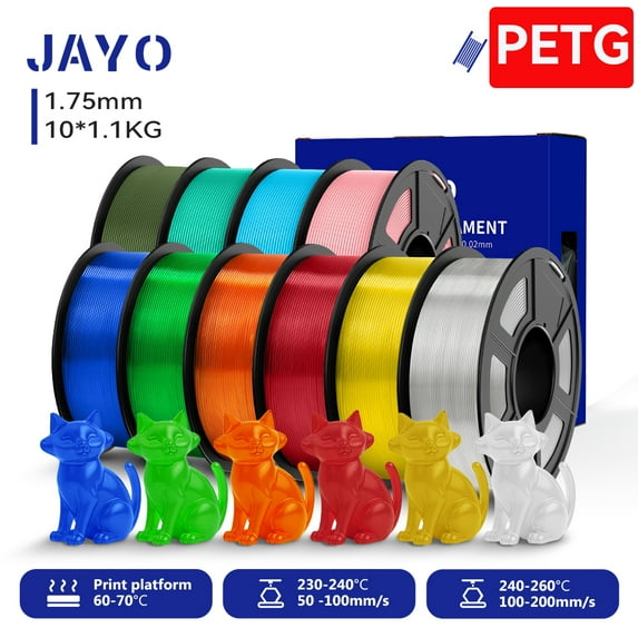 10 Rolls 3D PETG/PLA/PLA PLUS Printer Filament 1.75mm 100% No Bubble ...