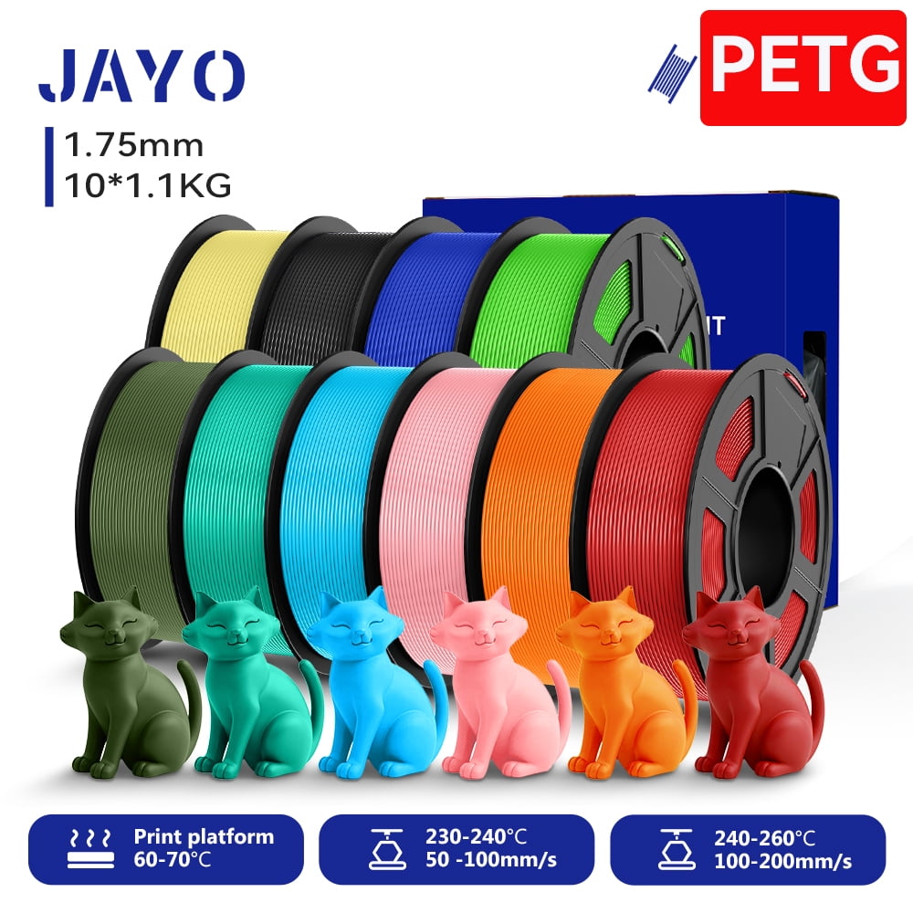 10 Rolls 3D PETG/PLA/PLA PLUS Printer Filament 1.75mm 100% No Bubble ...