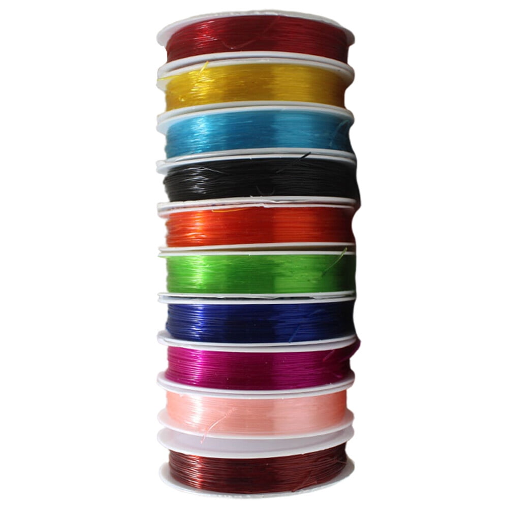10 Rolls 5M Long Transparent Round Elastic Line Sturdy Beaded Wire ...
