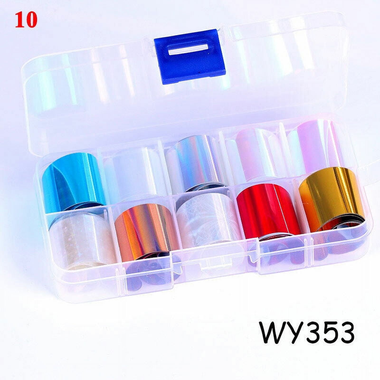 10 Rolls/Box Nail Foils Nail Art Transfer Wrap Glitter Sticker Decals ...