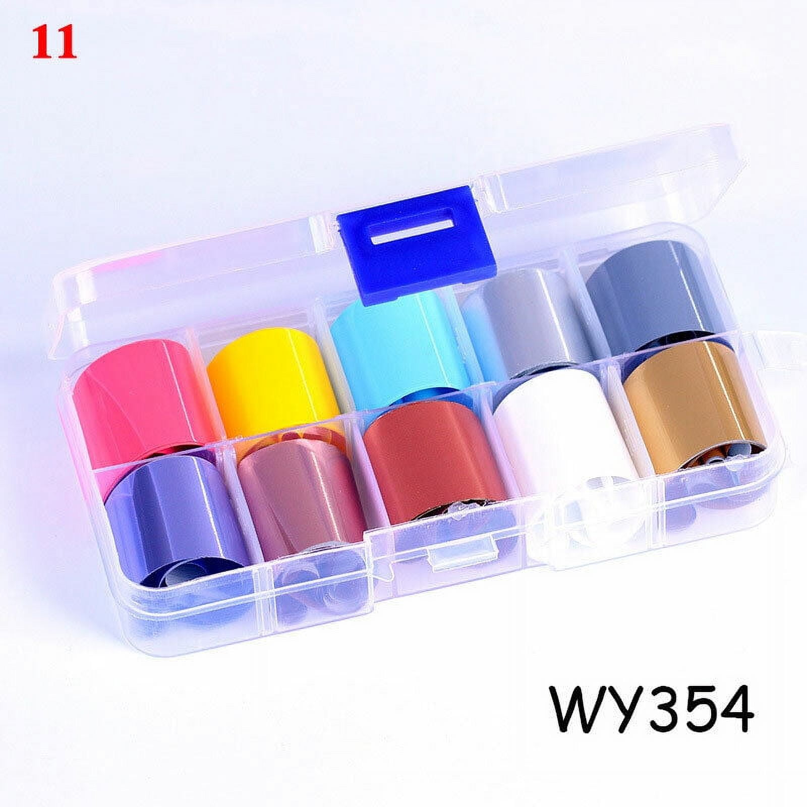 10 Rolls/Box Nail Foils Nail Art Transfer Wrap Glitter Sticker Decals ...