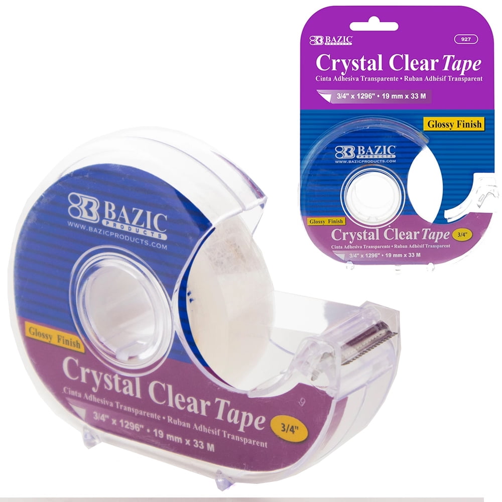 10 Rolls Crystal Clear Tape 3/4" x 1296 Transparent Dispenser Cutter ...