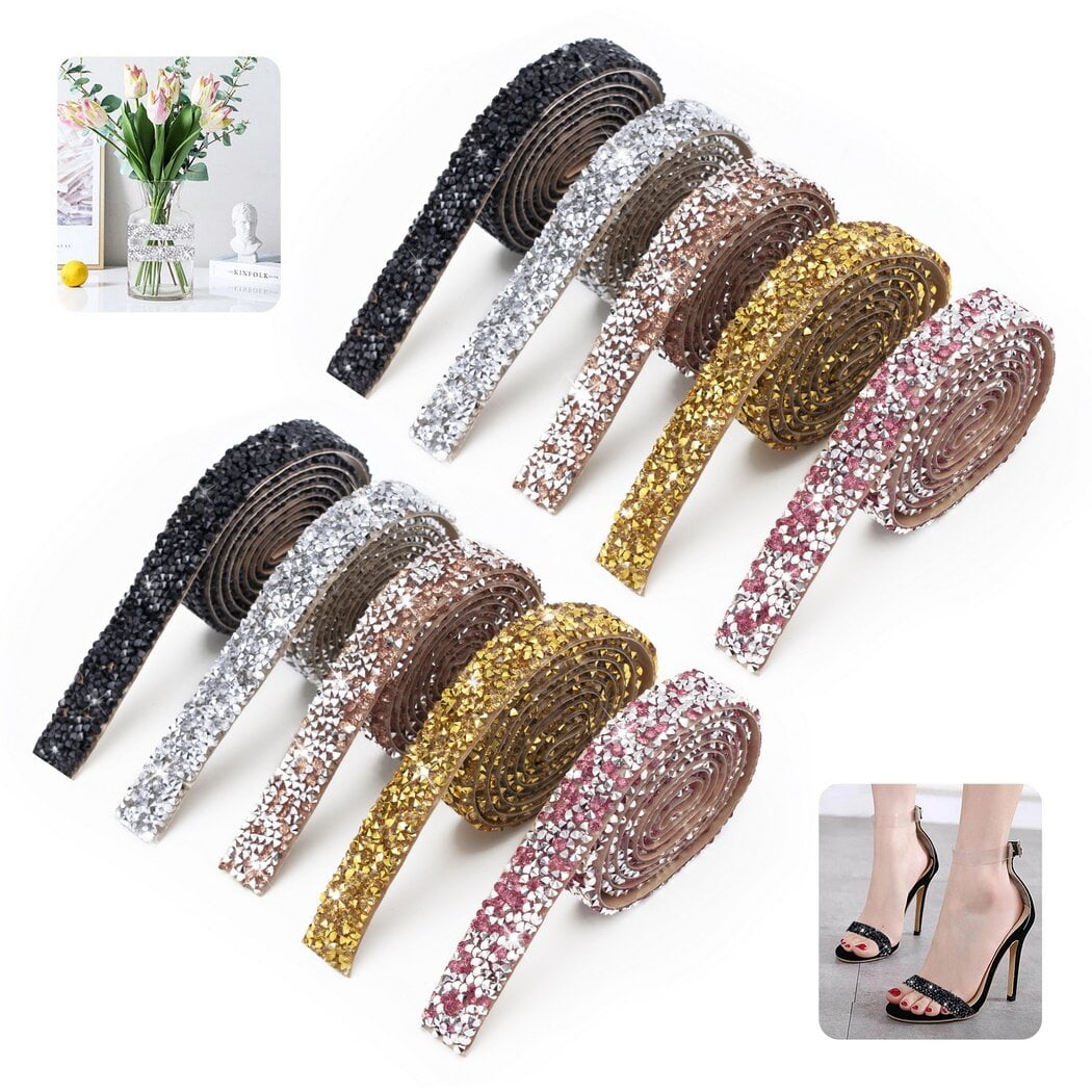 10 Rolls Crystal Rhinestone Ribbons 5 Colors, Self-Adhesive Resin ...