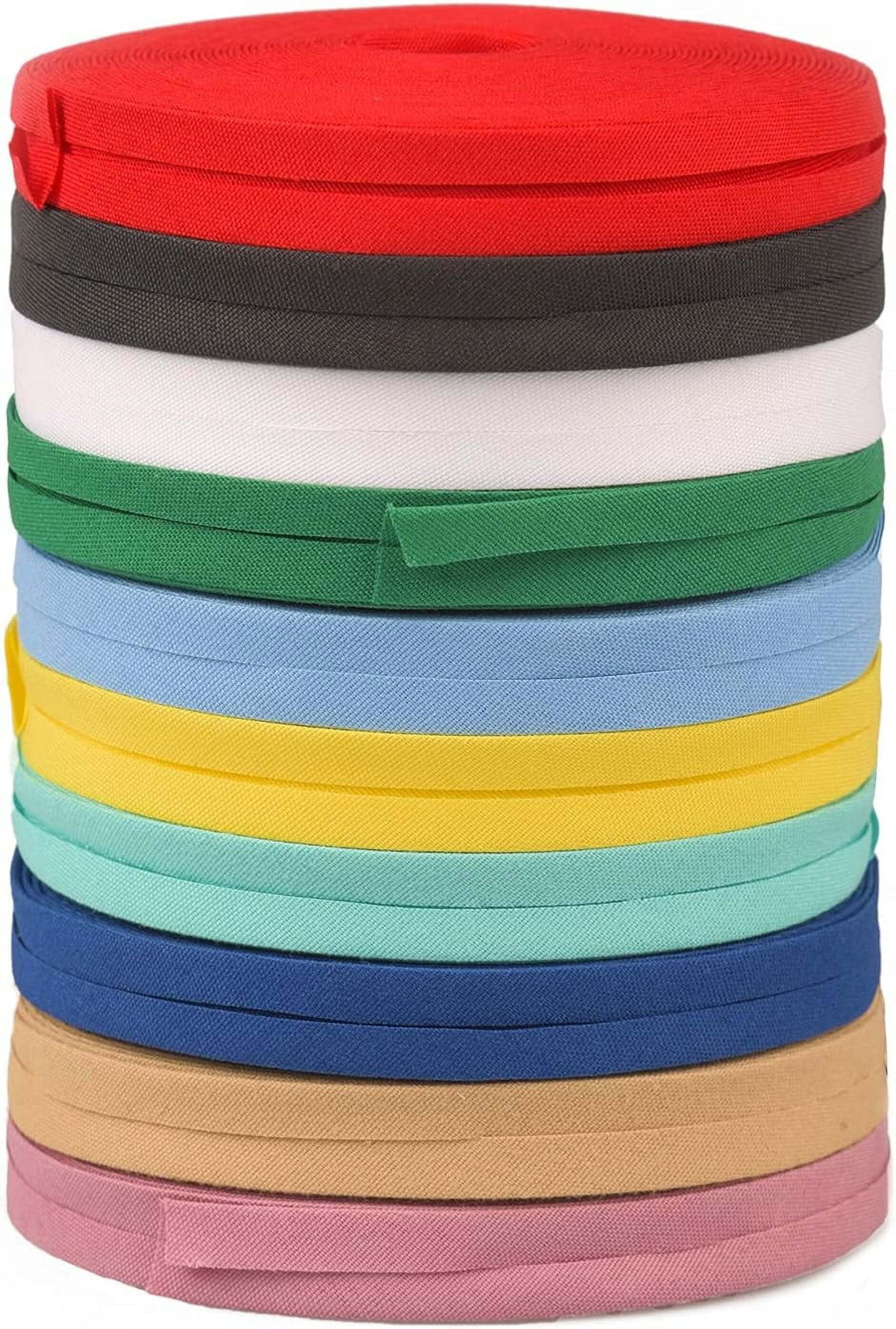 10 Rolls Double Fold Bias Tape - Bias Binding for Sewing, Piping, Hemming, Quilting (10 Colors ...