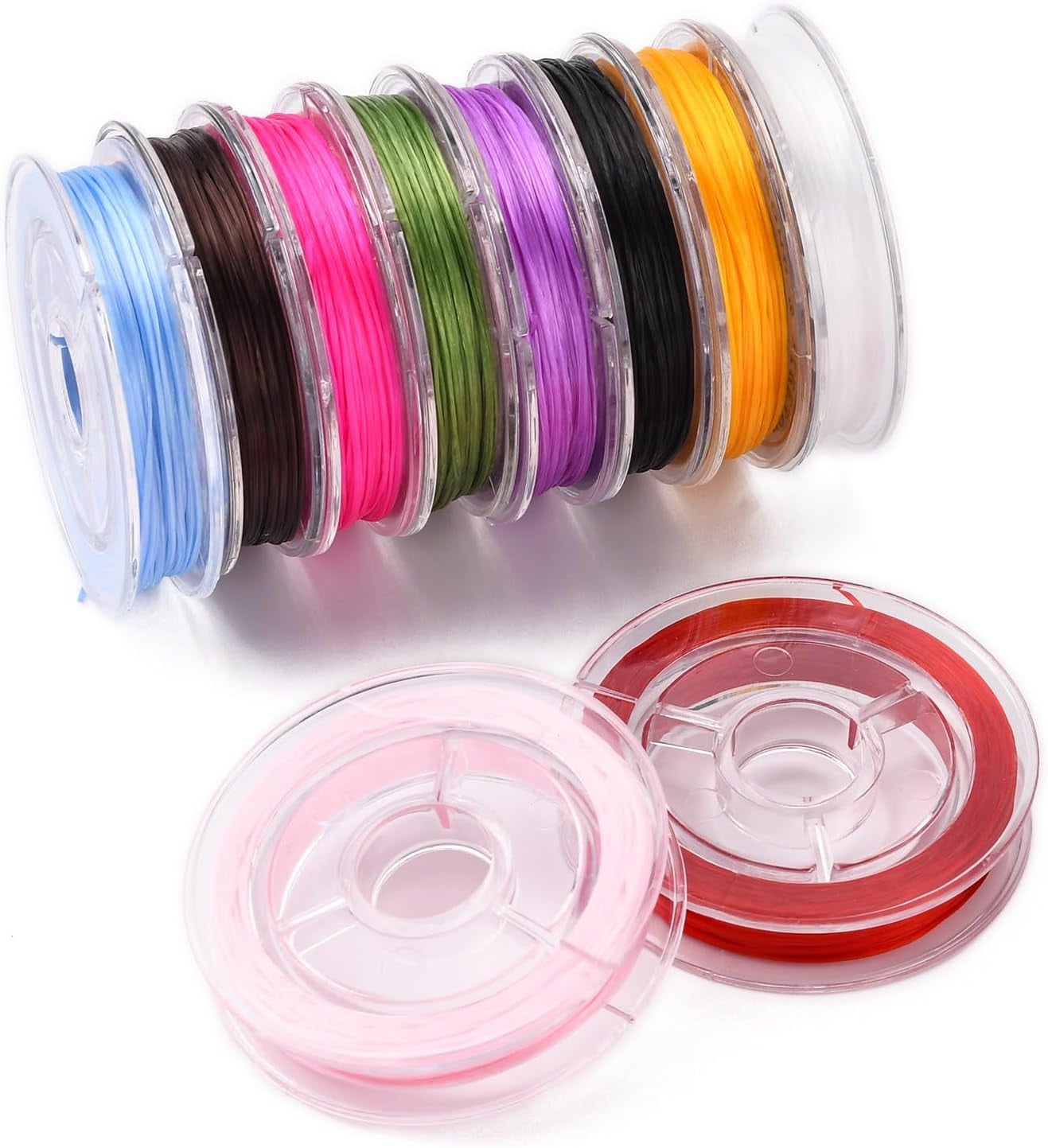 10 Rolls Flat Elastic Crystal Thread Beading Cord 0.8mm High Stretchy ...
