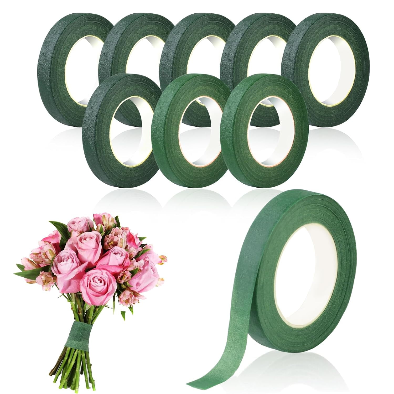 10 Rolls Floral Tape, 1/2 Inch x 30 Yard Flower Tape, Green Floral Tape ...
