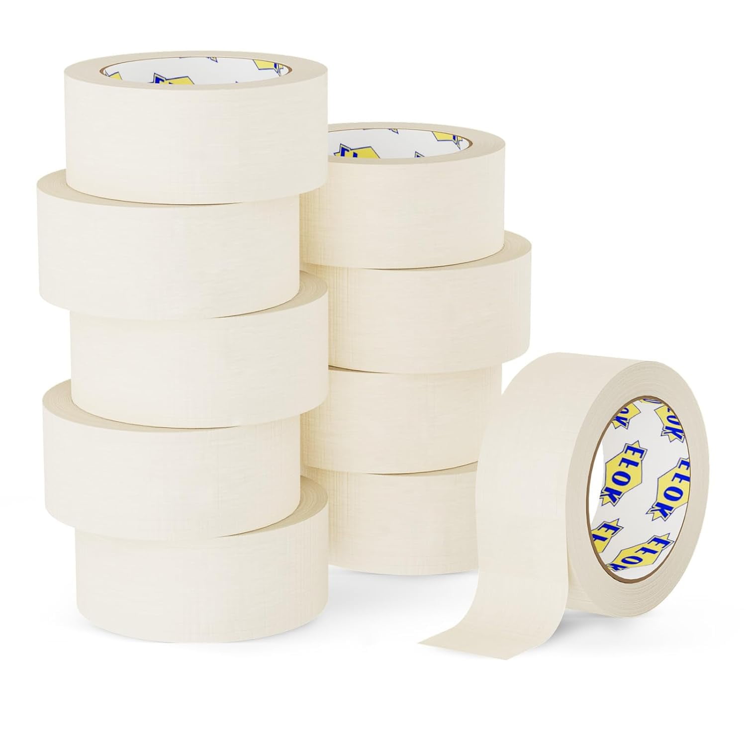 10 Rolls Masking Tape 2 Inch Wide Bulk, General Purpose White Masking ...