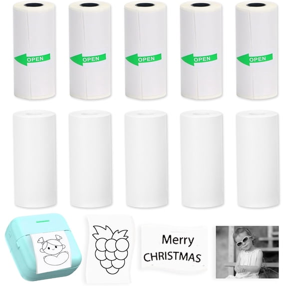 10 Rolls Mini Printer Sticker Paper Refill 57 x 25mm 5 Rolls Sef ...