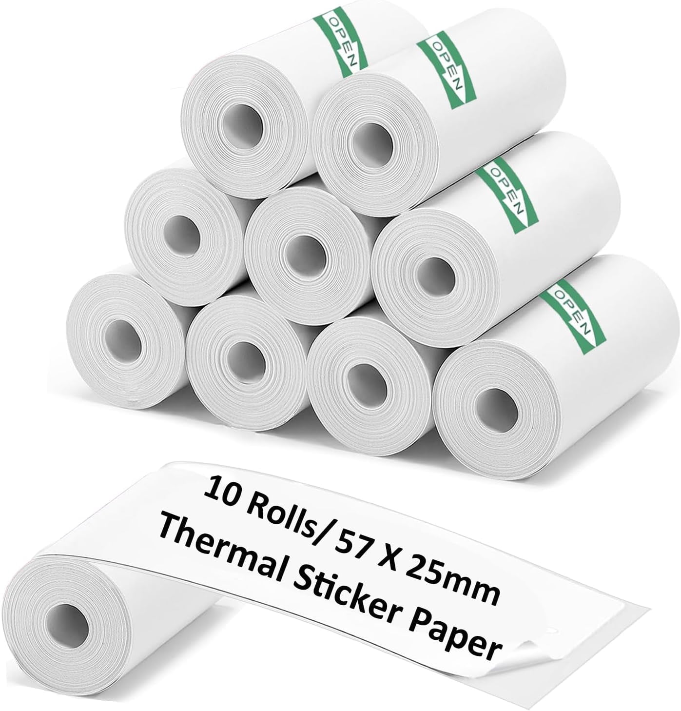 10 Rolls Mini Thermal Printer Paper, 57 X 25mm Sticker Paper for ...