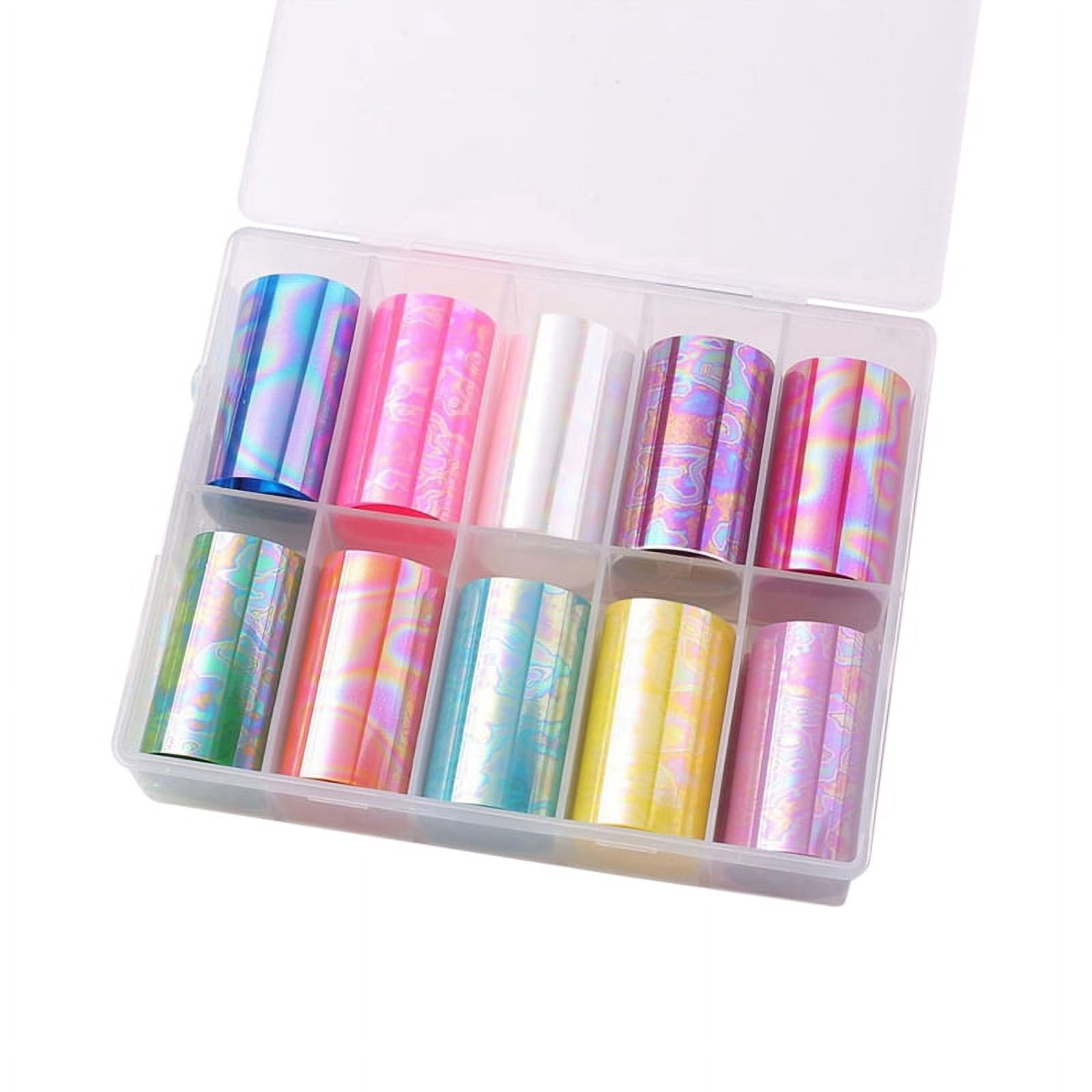 10 Rolls Nail Foil Laser Transfer Holographic Art Decals for Nails ...